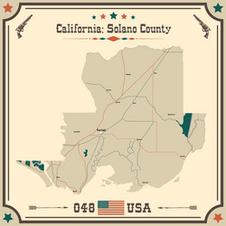 Large and detailed map of solano county Royalty Free Vector
