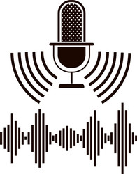 Microphone with sound wave isolated icon Vector Image