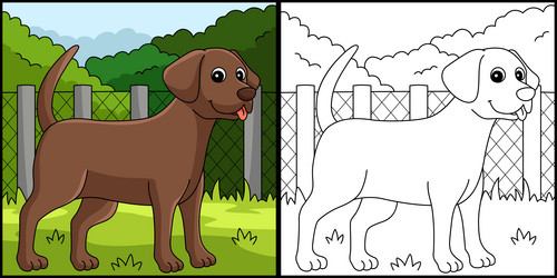 Chocolate lab dog cartoon colored clipart Vector Image