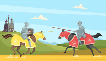 Medieval characters royal knight with lance Vector Image