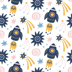 Childish seamless pattern hand drawn space Vector Image