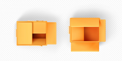 Cardboard box top view open closed boxes inside Vector Image