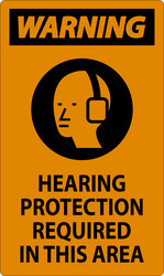 Warning sign hazardous noise area wear ear Vector Image