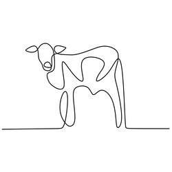 Cow continuous one line drawing sturdy standing Vector Image