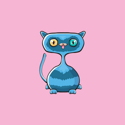 Kawaii cute blue cat isolated on pink background Vector Image