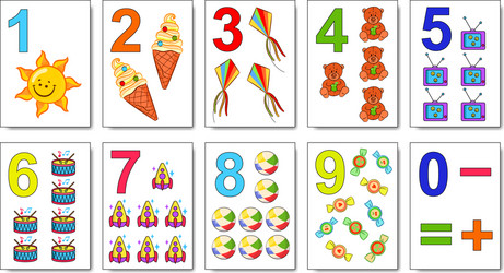 Mathematics cards for children play Royalty Free Vector