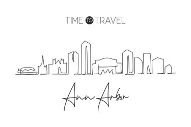 One single line drawing ann arbor city skyline Vector Image