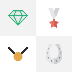 Green core values retro icon set integrity Vector Image