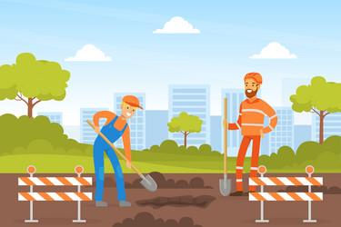 Road construction cartoon Royalty Free Vector Image