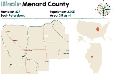 Map of menard county in illinois Royalty Free Vector Image