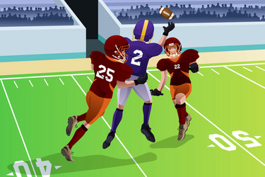 Football match scene cartoon players Royalty Free Vector