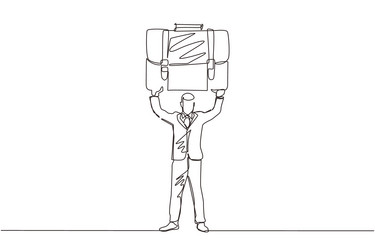 Single continuous line drawing strong manager Vector Image