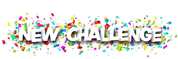 New challenge sign on colorful cut ribbon Vector Image