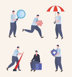 Four businessmen risk management Royalty Free Vector Image