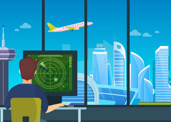 Air traffic control center airplane flight Vector Image