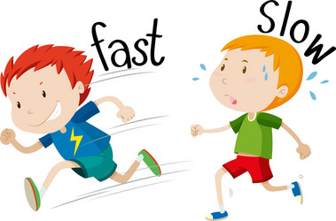 Opposite adjectives with fast and slow Royalty Free Vector