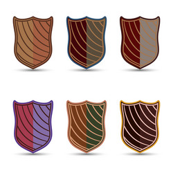 Set of 3d colored shields Royalty Free Vector Image