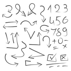 Big set hand drawn numbers arrows Royalty Free Vector Image