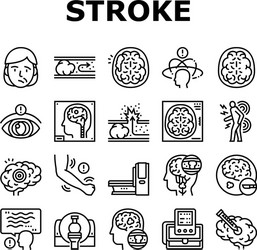 Stroke health problem collection icons set Vector Image