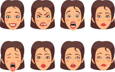 Woman expressions set Royalty Free Vector Image