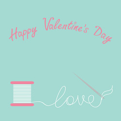 Needle and spool of thread with button applique Vector Image