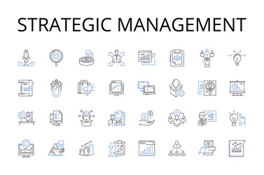 Strategic management line icons collection Vector Image