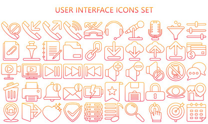 User interface and basic app icons set Royalty Free Vector
