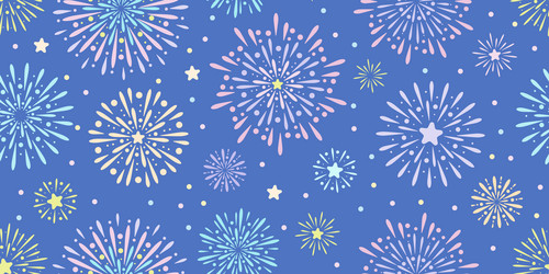 Cute firework background holiday seamless repeat Vector Image
