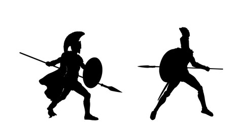 Ancient greek hero soldier in battle silhouette Vector Image