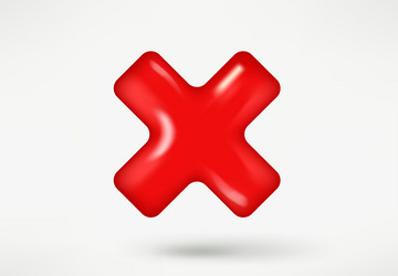 Red cross sign 3d isolated on white background Vector Image