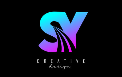 Creative blue letters sy s y logo with leading Vector Image