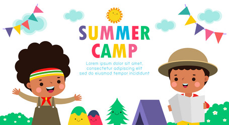 Kids summer camp background education banner Vector Image