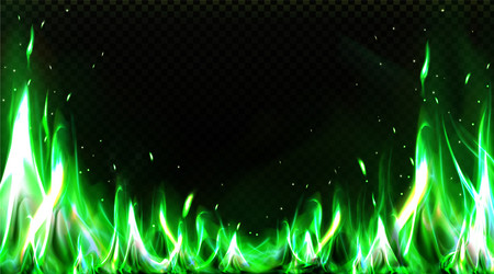 Green Flames White Background