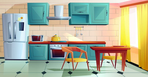 Cartoon Kitchen Scene Royalty Free Vector Image