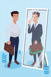 Happy young big isolated corporate man done his Vector Image