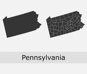 Pennsylvania map counties with usa Royalty Free Vector Image