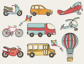 Set of cartoon land transport Royalty Free Vector Image