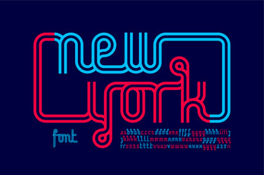 Thin single line font one continuous modern Vector Image