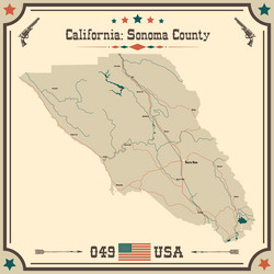 Large and detailed map of sonoma county Royalty Free Vector