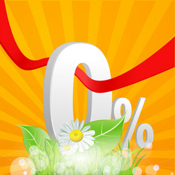 3d zero number with golden confetti percent Vector Image