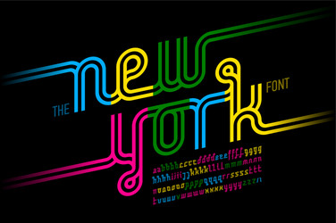 Continuous line font inline alphabet Royalty Free Vector