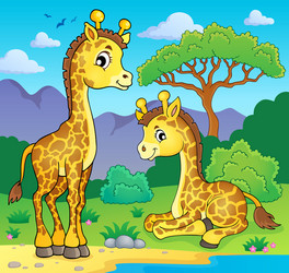 Young giraffe theme image 1 Royalty Free Vector Image
