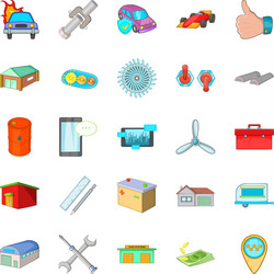 Repository icons set cartoon style Royalty Free Vector Image