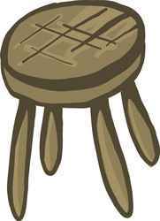 Small wooden stool on a white background Vector Image