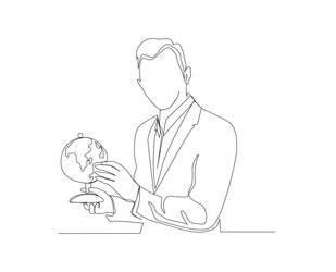 Continuous one line drawing of man holding Vector Image