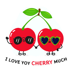 Cute funny cherry character hand drawn Royalty Free Vector