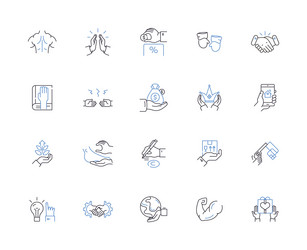 Hands outline icons collection grip grasp Vector Image