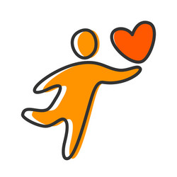 Love heart person icon Royalty Free Vector Image