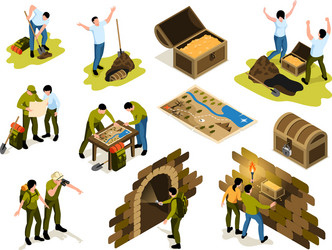 Treasure hunt and adventure game logo 3d icon set Vector Image