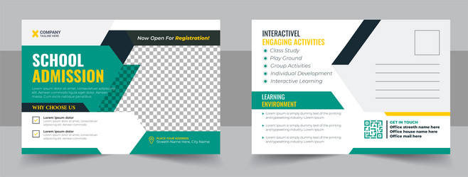 Kids back to school education admission postcard Vector Image